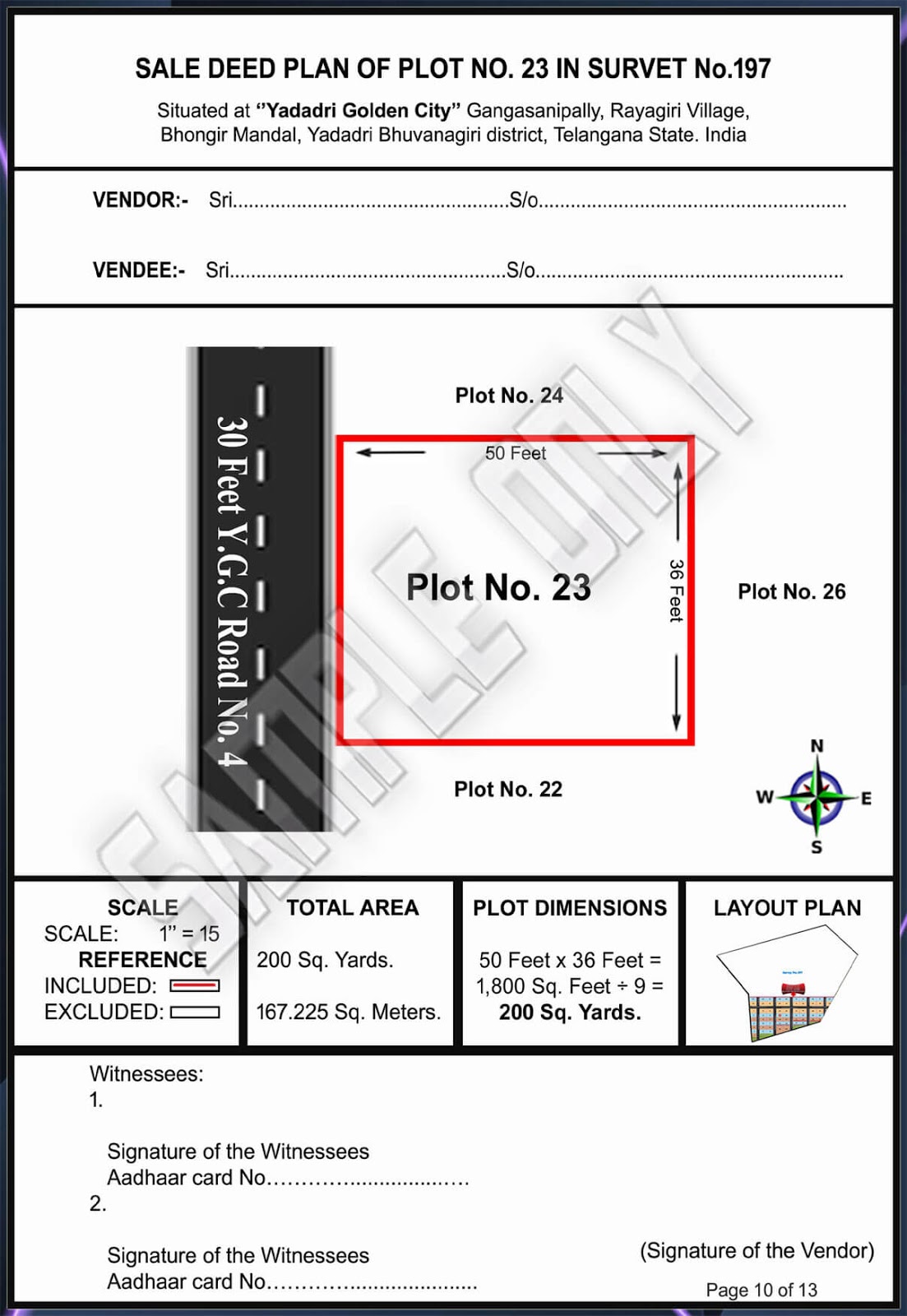 Yadadri Golden City: rera layout plots sale deed format