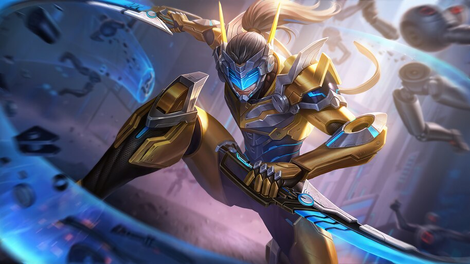 #8.582, Saber, Golden Flash, Rework, Mobile Legends, Skin, 4K Wallpaper ...