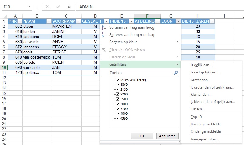 Tips voor Excel: Tabel filteren