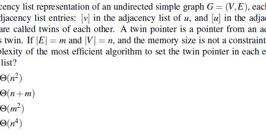 COMPUTER SCIENCE MCQS: In an adjacency list representation of an ...