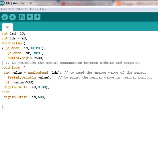 Automatic night lamp project in Proteus with Arduino Library