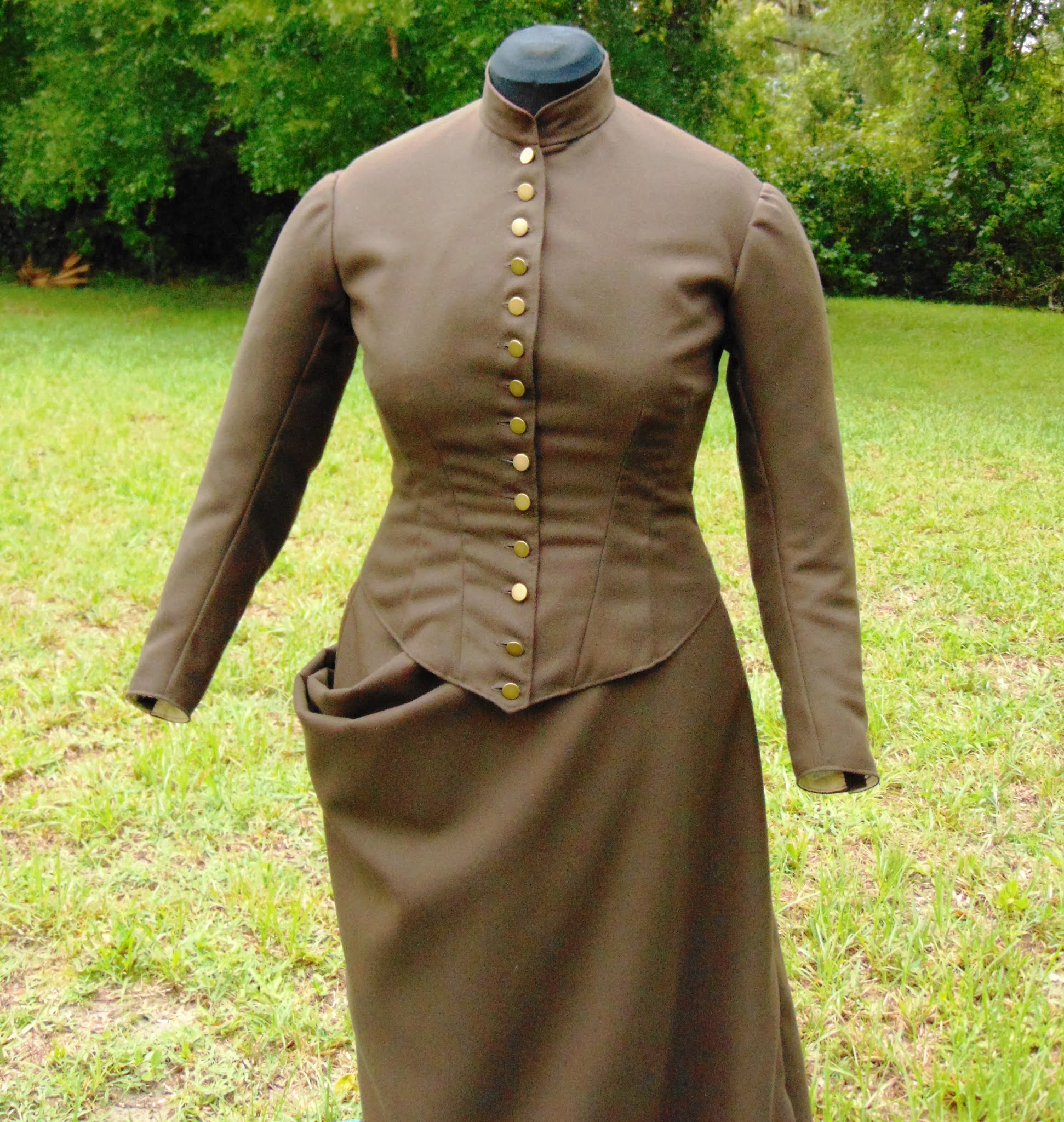 The Antique Sewist: 1880s Riding Habit - Brown wool blend