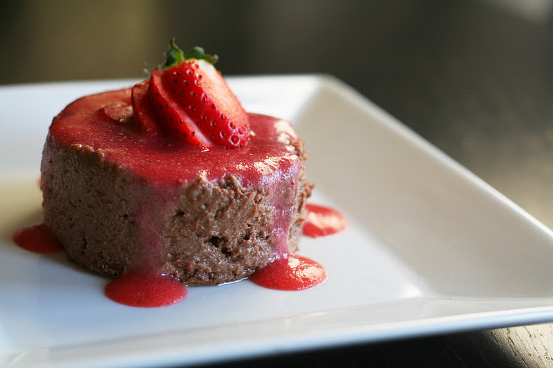 Step by Step Gourmet: Chocolate Ricotta Pudding with Strawberry Coulis