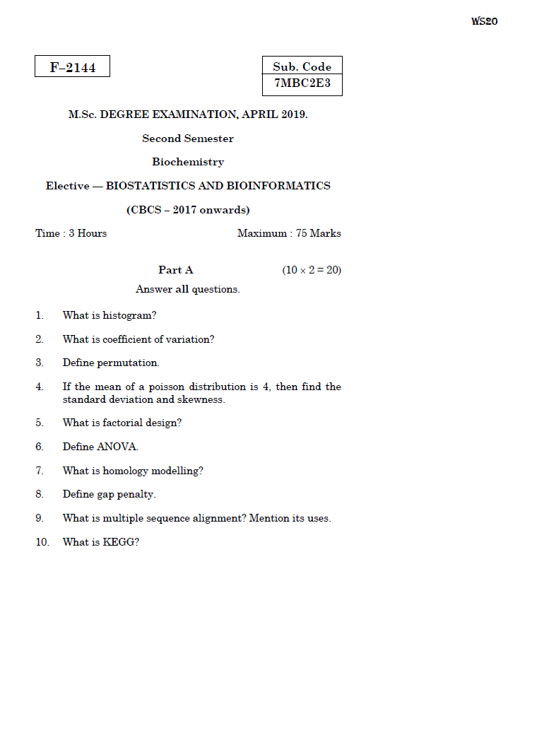 Alagappa University M.Sc., Biochemistry Elective — BIOSTATISTICS AND ... Alagappa University M.Sc., Biochemistry Elective — BIOSTATISTICS AND ...