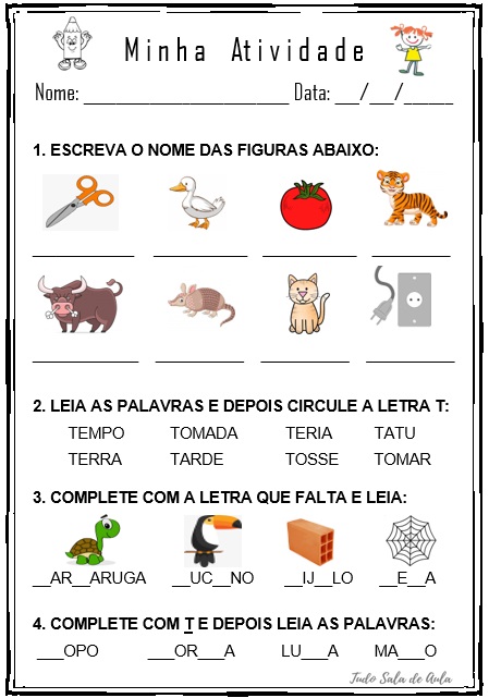 Atividade letra T - Alfabetização