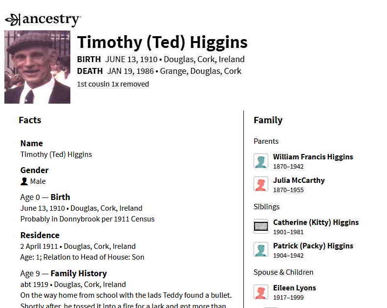 MyHigginsTree: Timothy "Ted" Higgins (1910 - 1986 )