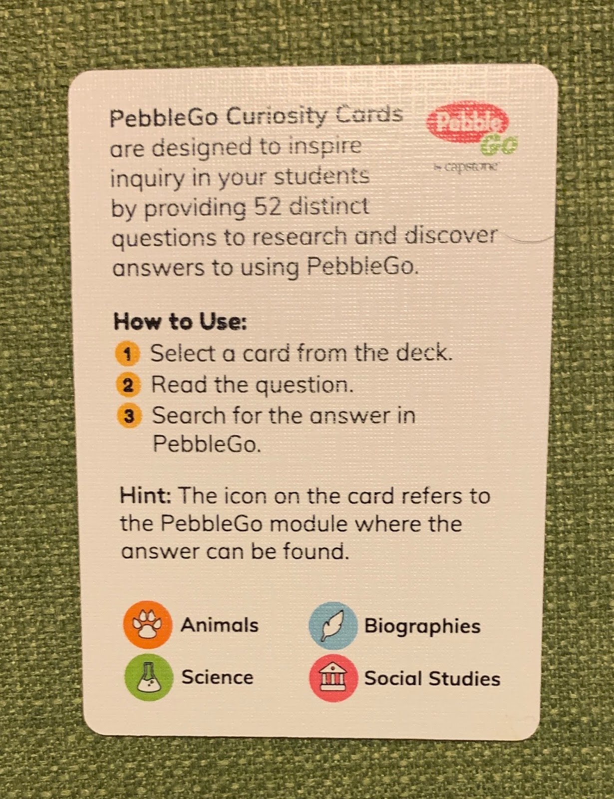 The Library Voice: PebbleGo Curiosity Cards & 10 Ways To Use Them!