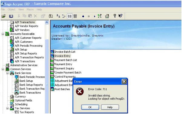 SME ERP India: How to resolve: Error Code: 711