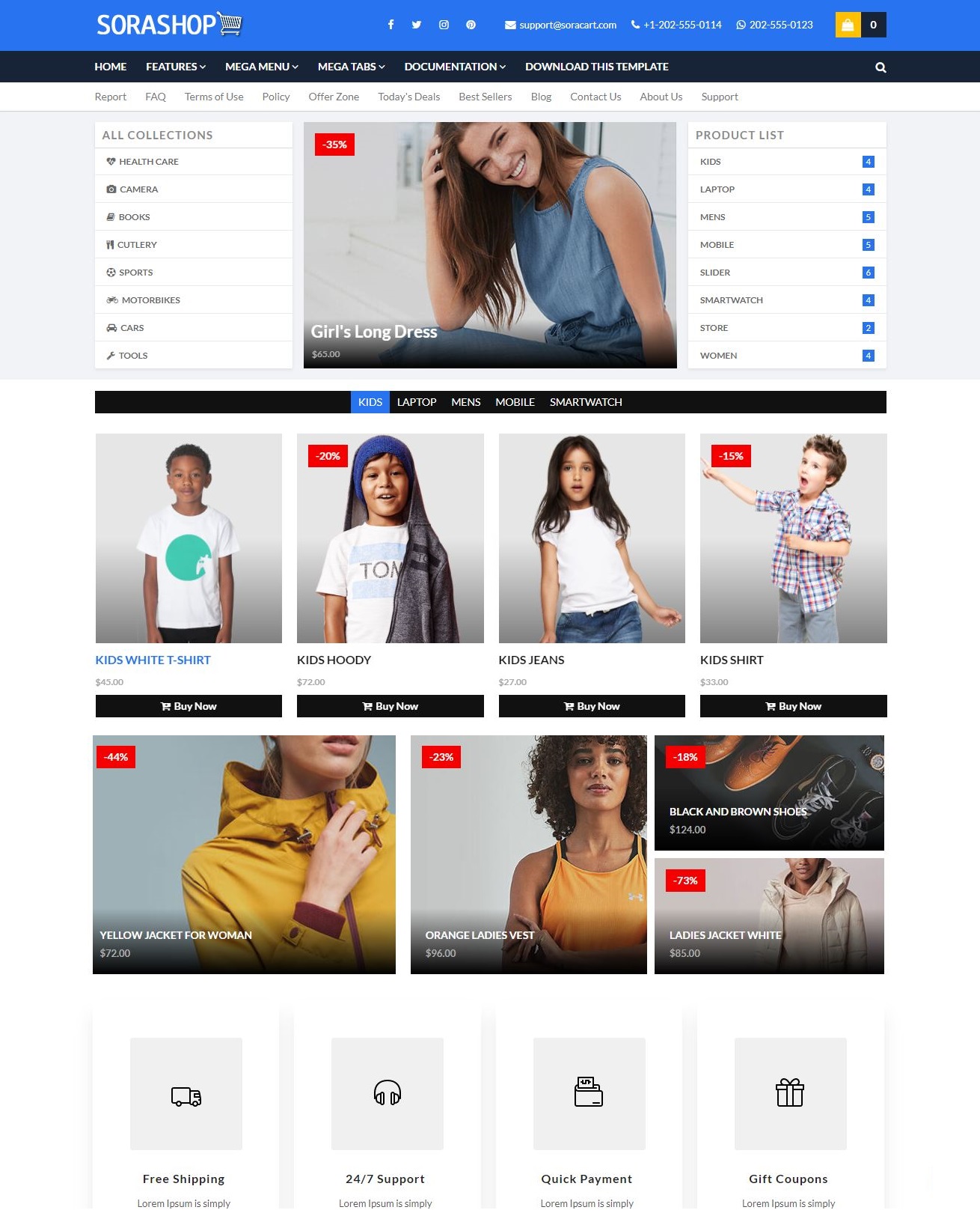 Online Shopping Responsive Website Templates | SoraShop Blogger Template