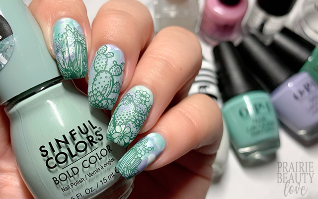 NAIL ART: Sage & Lavender Smoosh Cactus Nails - Prairie Beauty