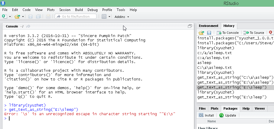 Story Analyzer : Problems setting up Syuzhet