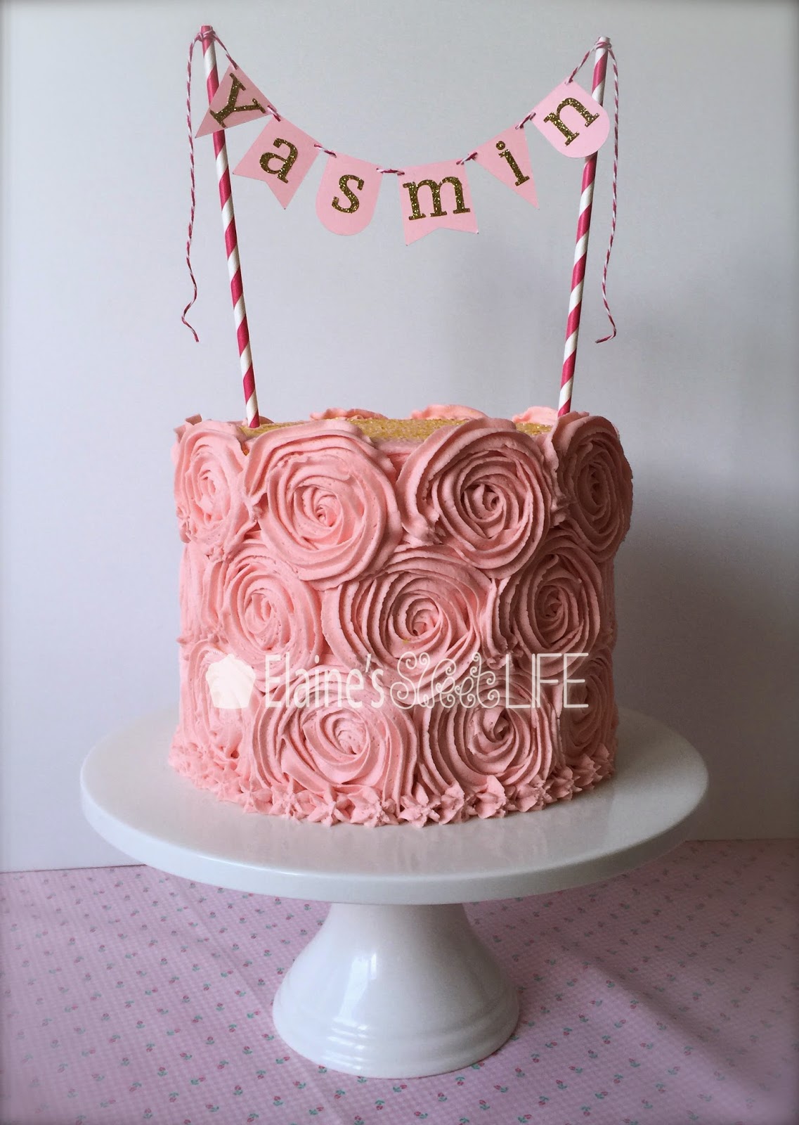 Elaine's Sweet Life: Vintage Pink Bunting Cake