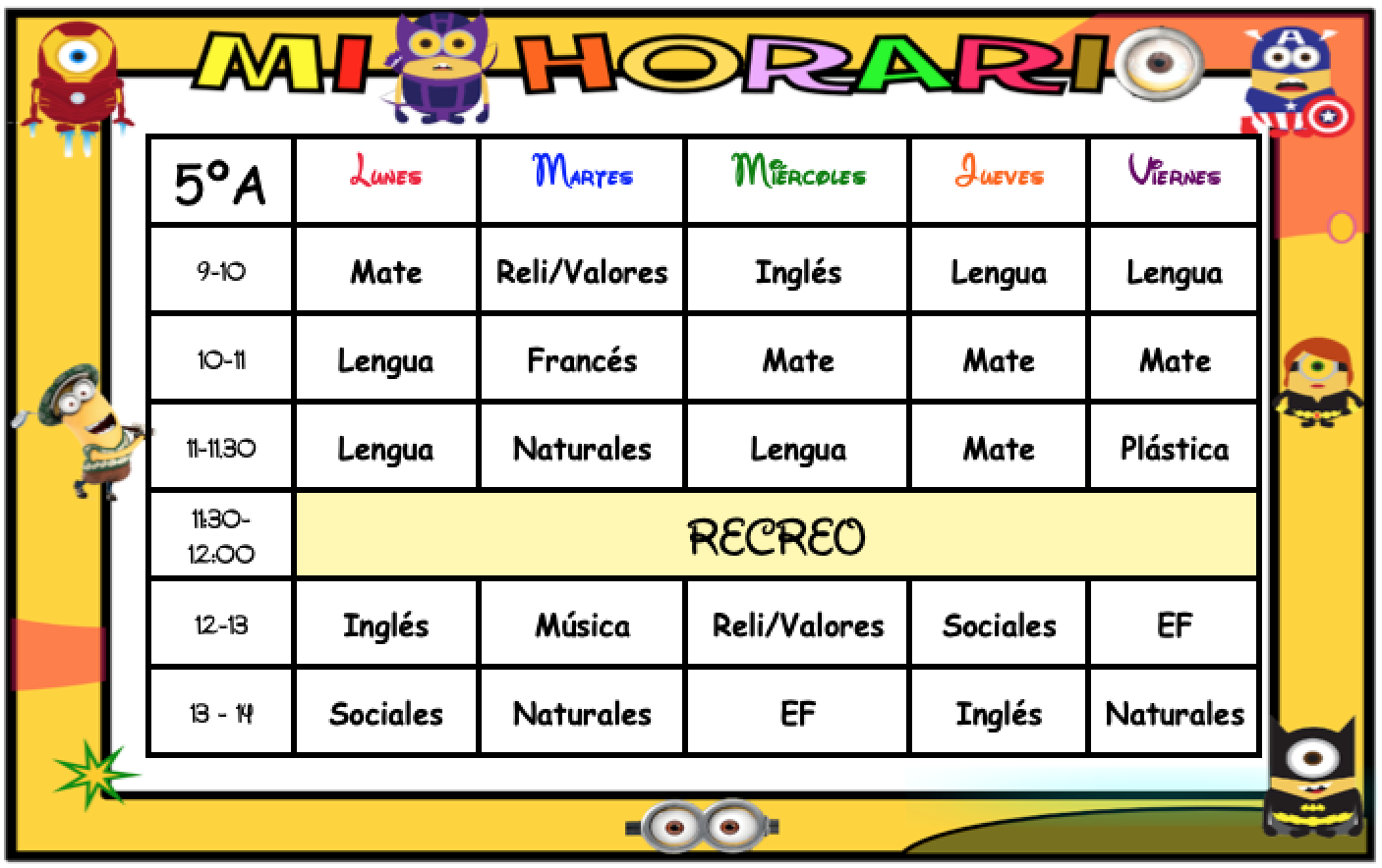 .: MI HORARIO