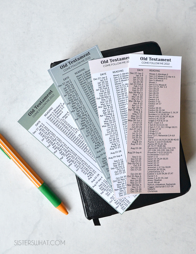 Old Testament Bookmarks Come Follow Me 2022 Schedule - Sisters, What!