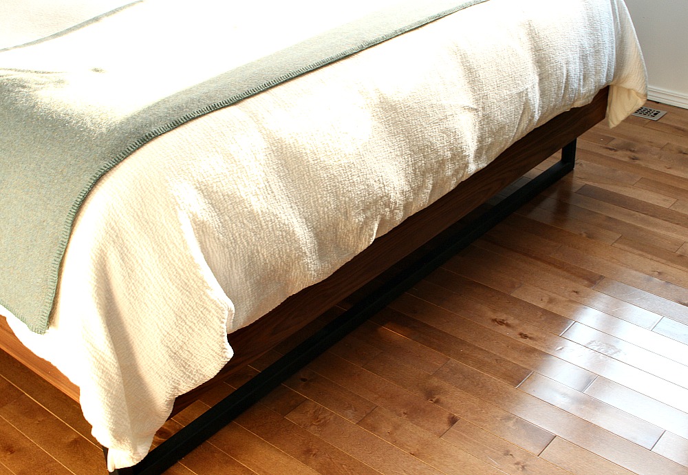 Walnut DIY Plywood Bed Frame with Welded Legs | Dans le Lakehouse