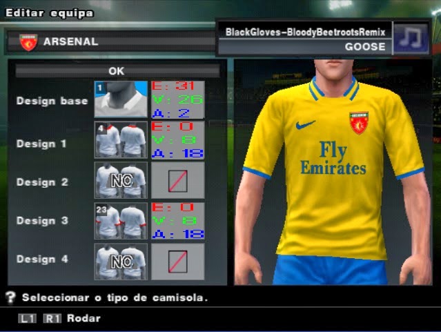 Uniforme Arsenal 2014 para PES 2014 de PS2