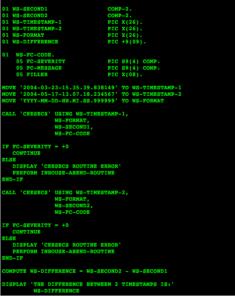 Mainframe Tips N Tricks: Difference between 2 Timestamps in Seconds Mainframe Tips N Tricks: Difference between 2 Timestamps in Seconds