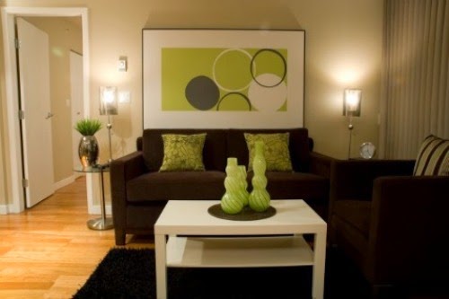 Salas modernas en verde y marrón - Colores en Casa