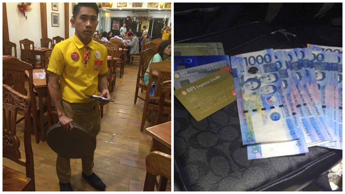 Honest restaurant staff gains online fame for returning bag with P37K cash