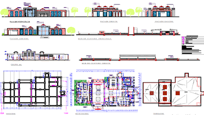 Travaux de construction d'une gare routière plan DWG