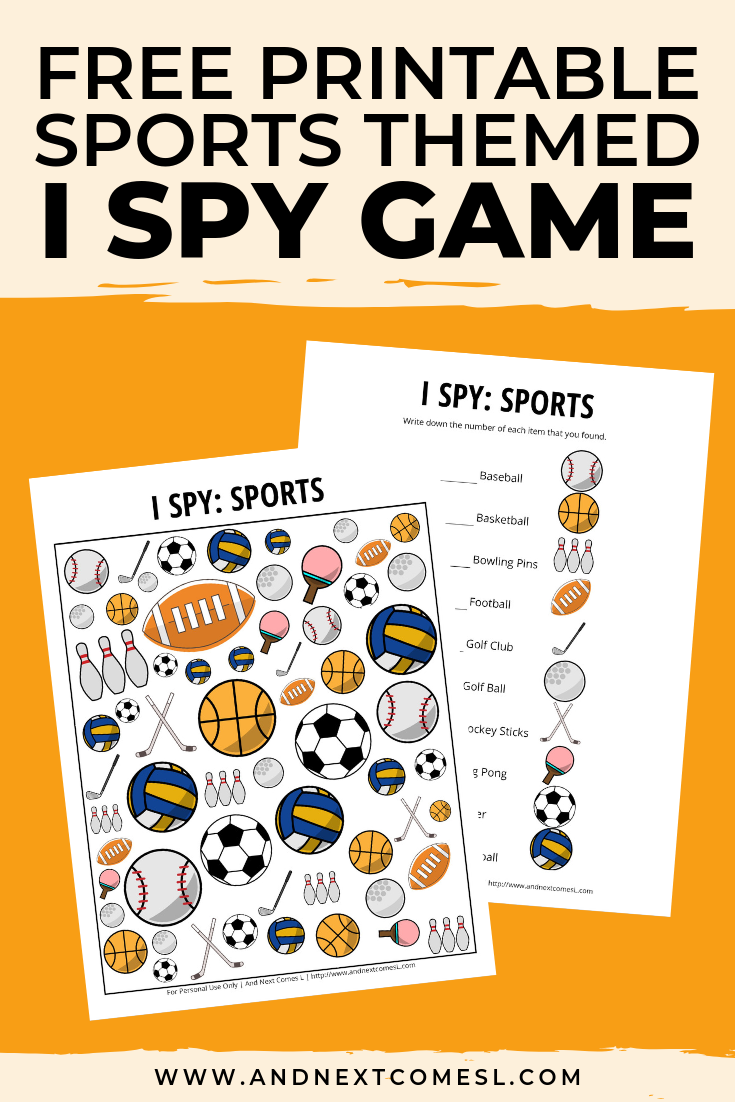Sports Themed I Spy Game {Free Printable for Kids} | And Next Comes L ...