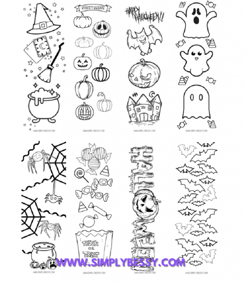 Halloween Bookmarks Coloring Pages
