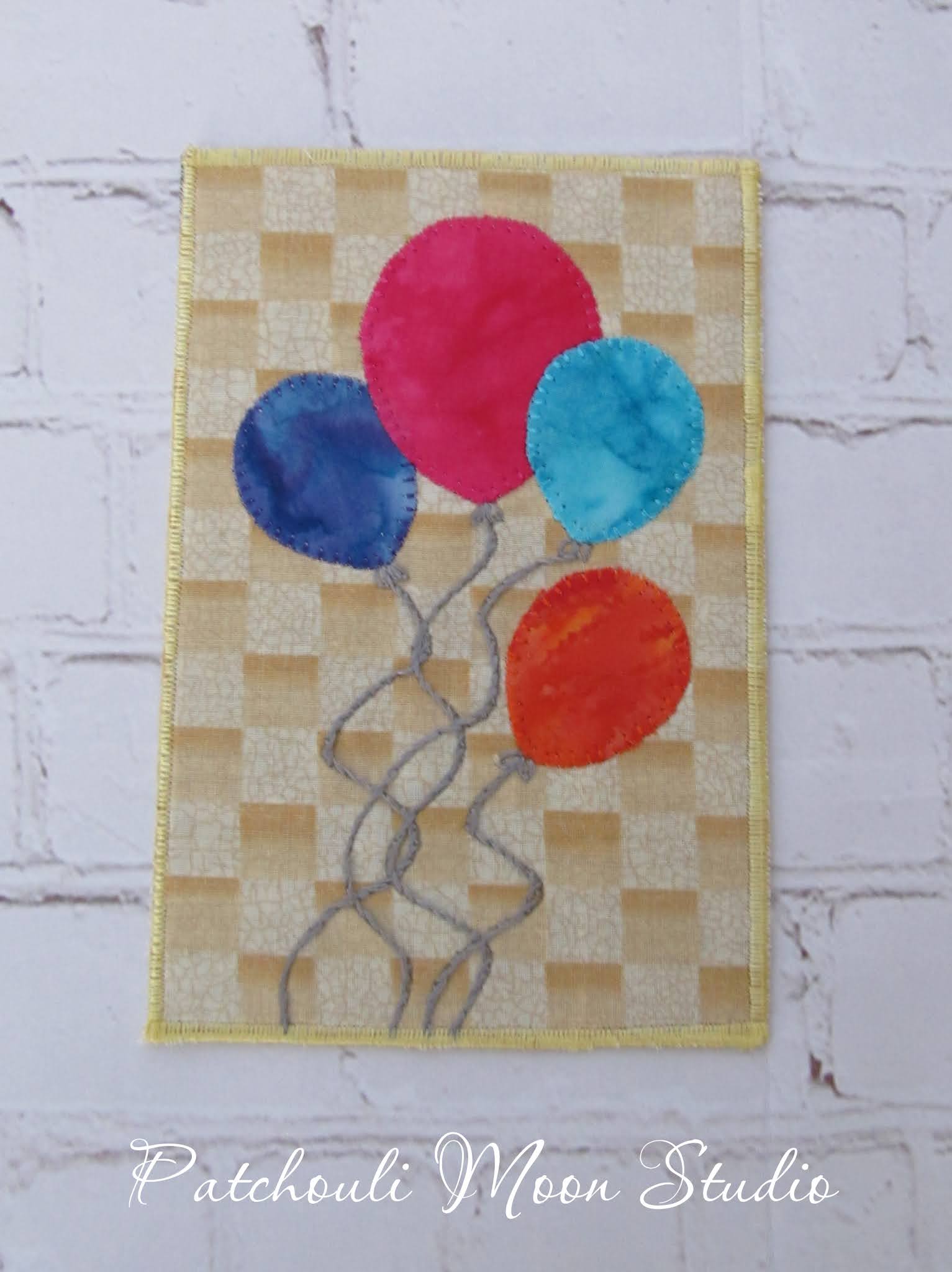 Patchouli Moon Studio: Applique Fabric Birthday & Hanukkah Postcards