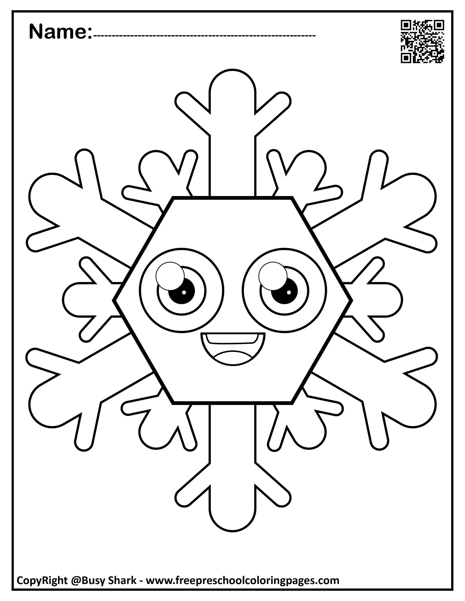 Snowflakes preschool Coloring pages