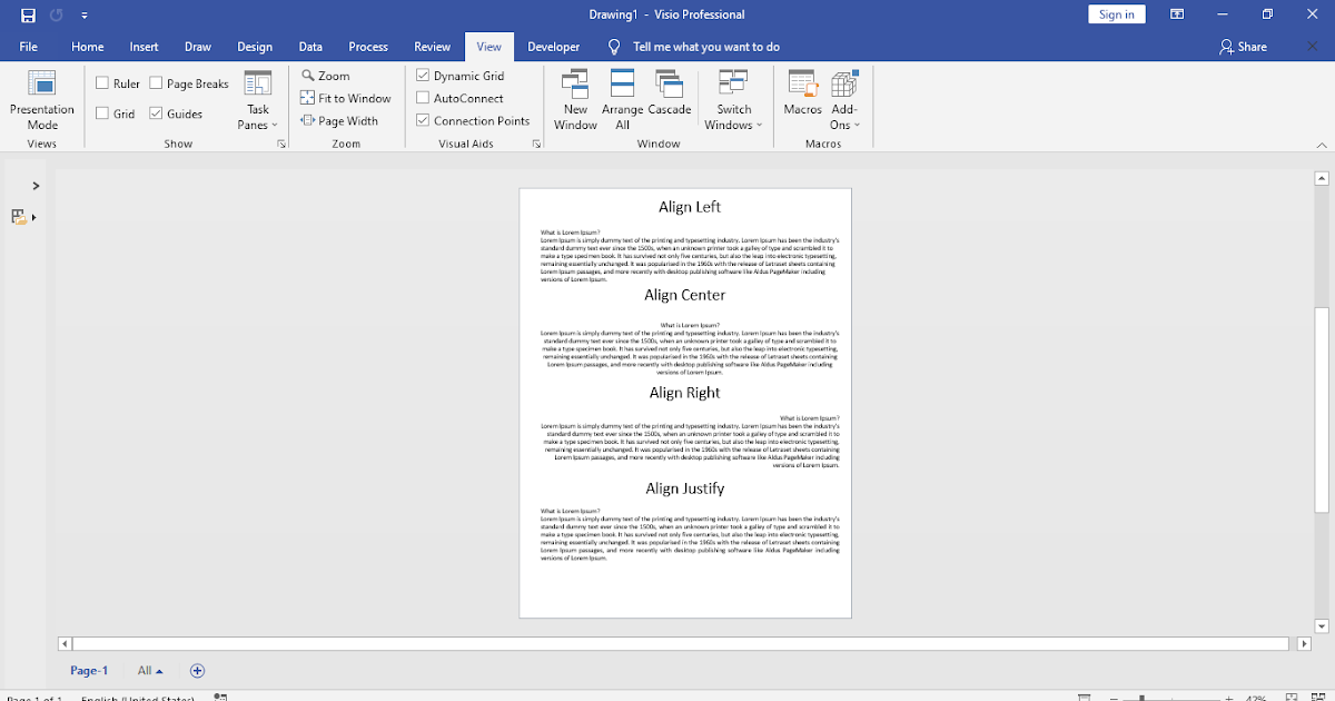 How to Align Text in Microsoft Visio 2019?
