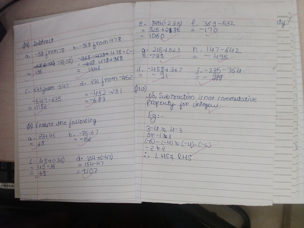 PIS VADODARA STD 7: Grade 7 Math Notebook Work