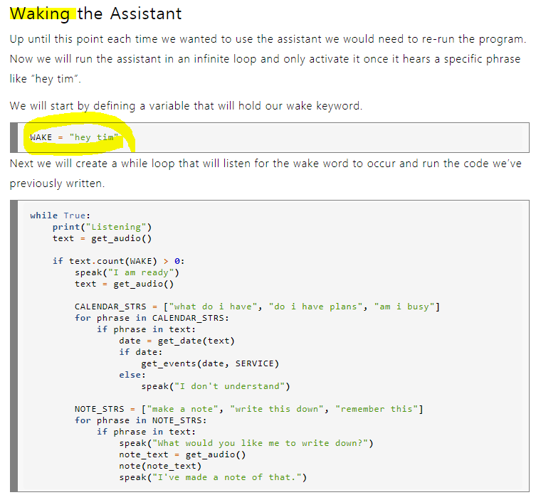 [Tech With Tim] Python Voice Assistant Tutorial #9 - Waking the Assistant