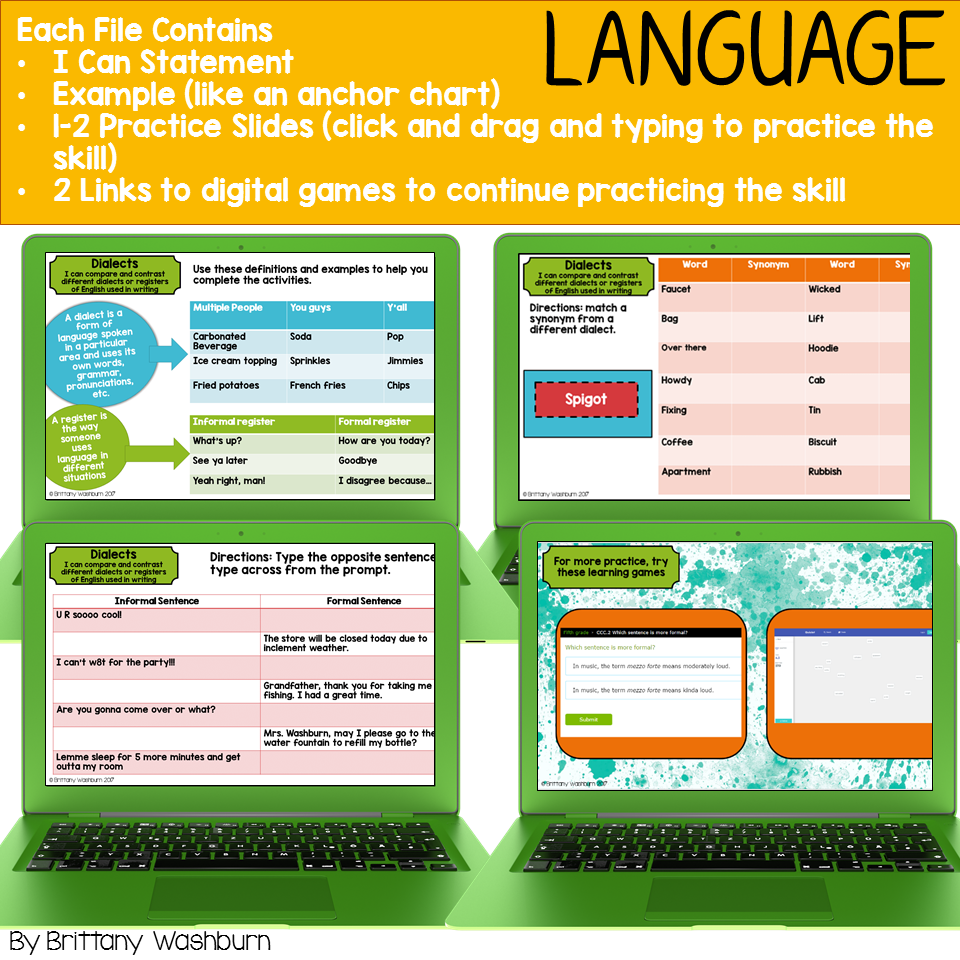 5th Grade Digital ELA Activities