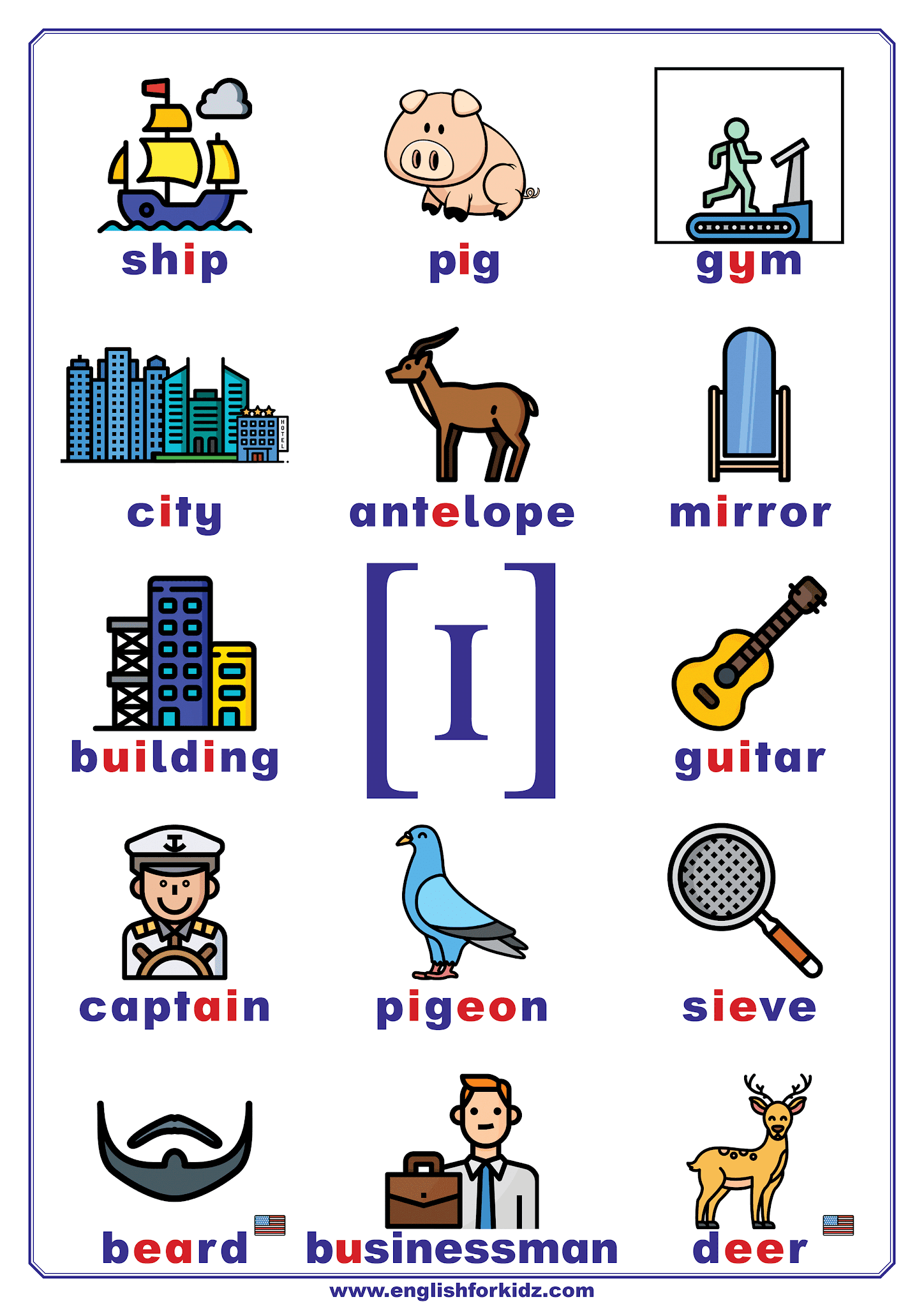 Short I Sound Worksheets, Flashcards, Posters, Reading Comprehension