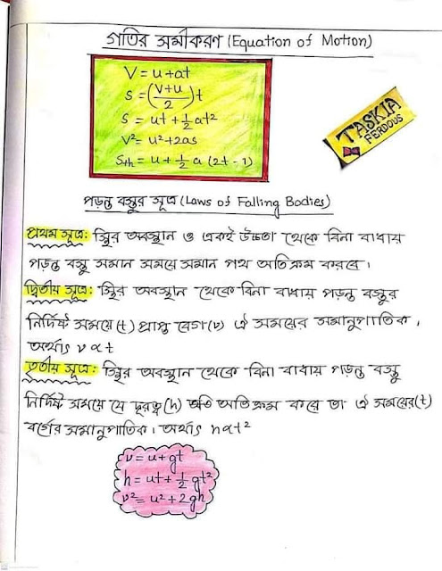 ৯ম ও ১০ম শ্রেণির পদার্থ বিজ্ঞানের ২য় অধ্যায়ের হ্যান্ড নোট