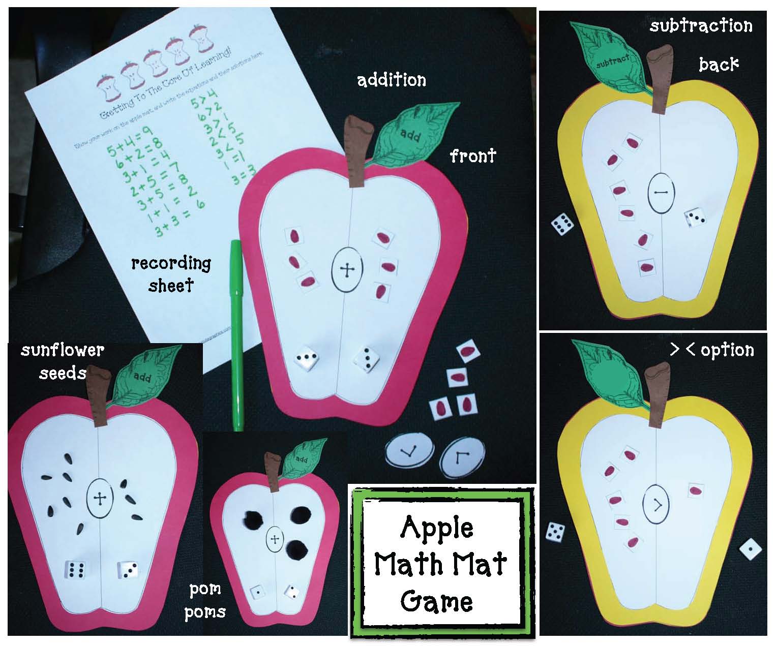 Apple Math Mat Game - Classroom Freebies