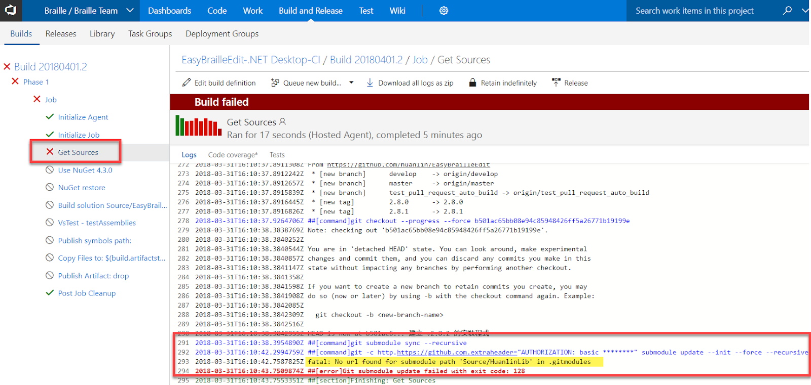 Vsts 建置失敗:no Url Found For Submodule Huan Lin 學習筆記 4949