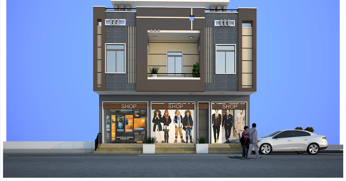 3d elevation 35x40 ground and first shop residential | 3D Elevation