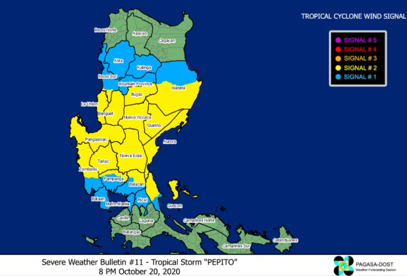'Bagyong Pepito' endangers Aurora Province; Signal No. 2 up in 15 areas