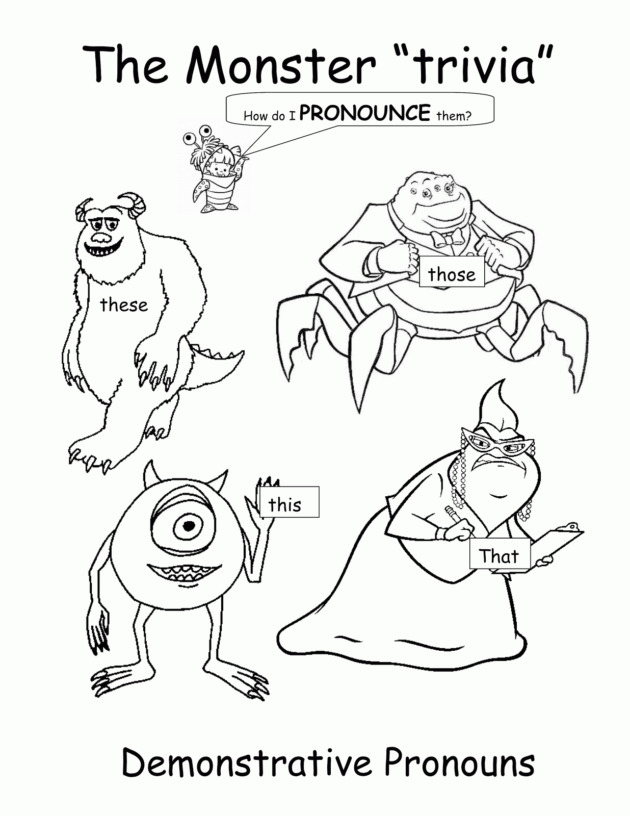 Our Fun Homeschool: The Monster Trivia Pronouns (Demonstrative Pronouns)