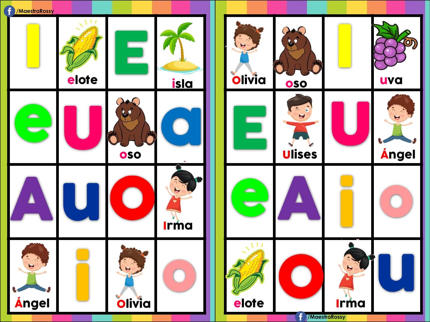 Juego Lotería de las Vocales | Mundo de Rukkia