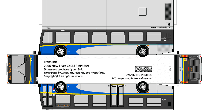 SP. Papel Modelismo: PaperBus 2006 New Flyer C40LFR - Translink