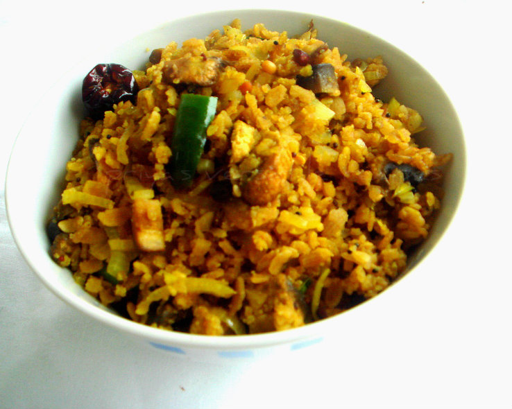 Priya's Versatile Recipes: Mushroom & Red Rice Flakes Upma
