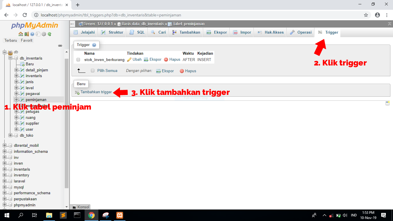 Cara Mengurangi dan Menambah Stok di PhpMyAdmin Menggunakan Trigger ...