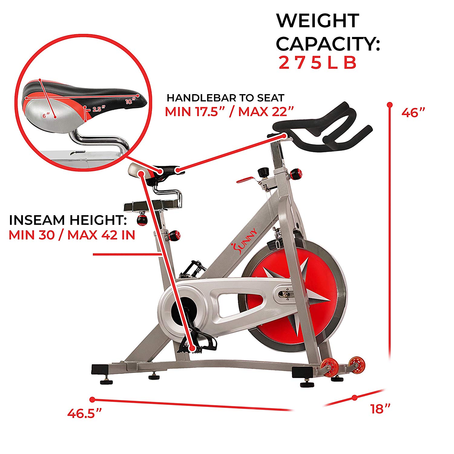 Sunny Health & Fitness Pro Indoor Cycling Bike with 40 LB Chromed ...