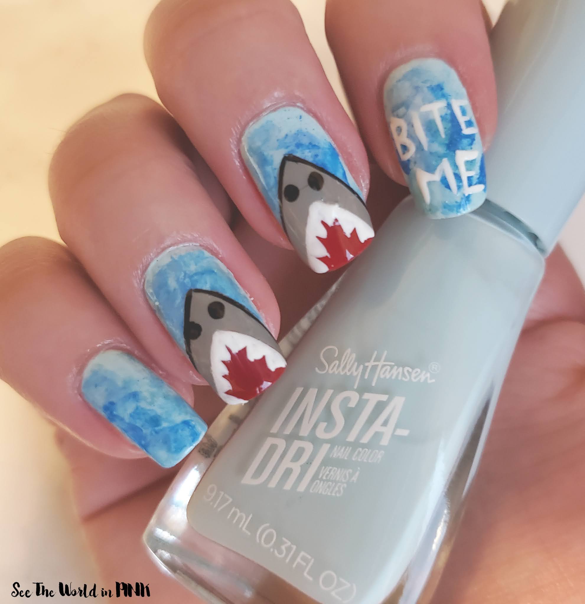 Manicure Monday - Shark Week 2021 Nails | See the World in PINK