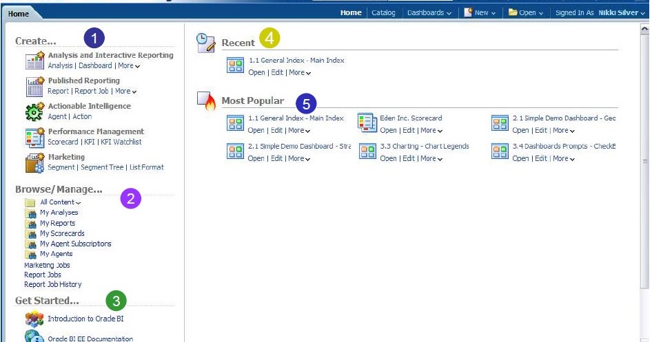 Navigating the OBIEE UI