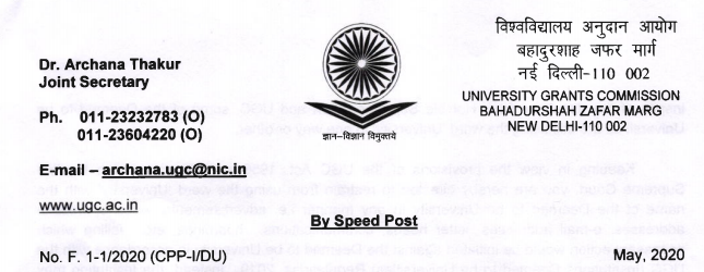 UGC Letter reg.: Use of the word "University" by Institutions Deemed to ...