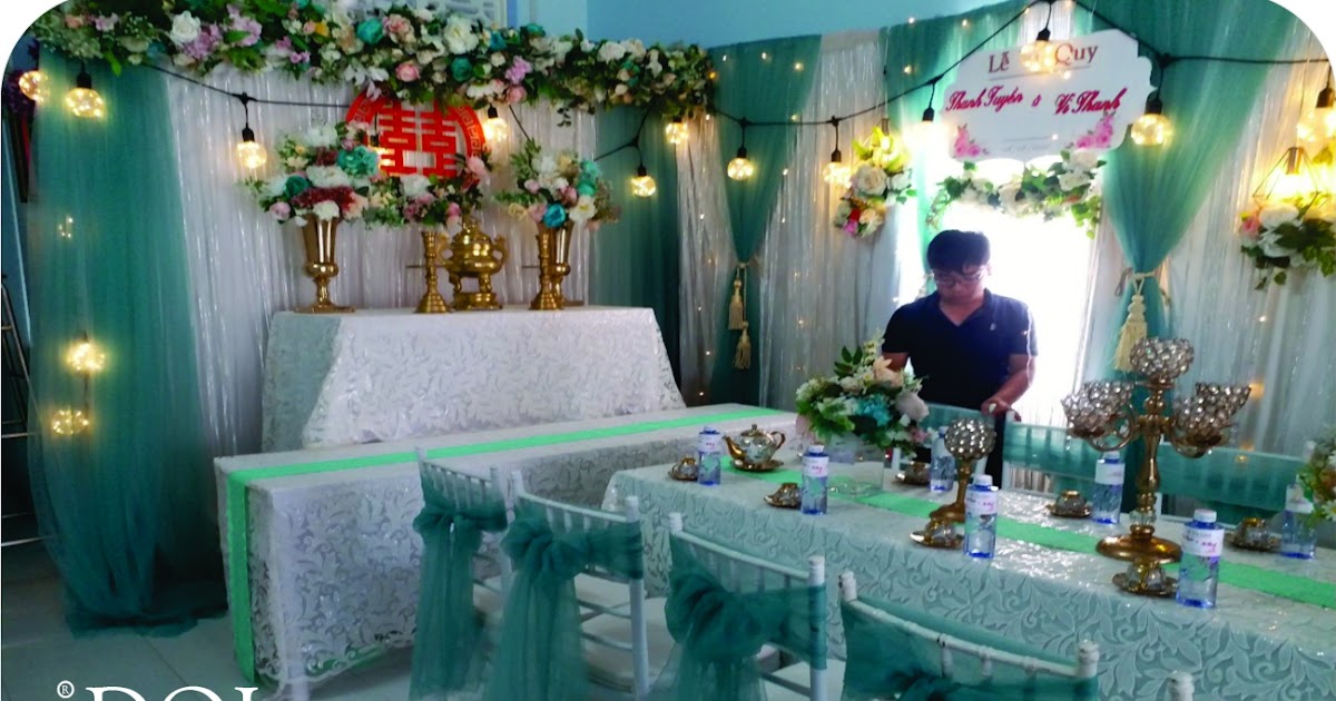 Trang trí gia tiên - xanh mint