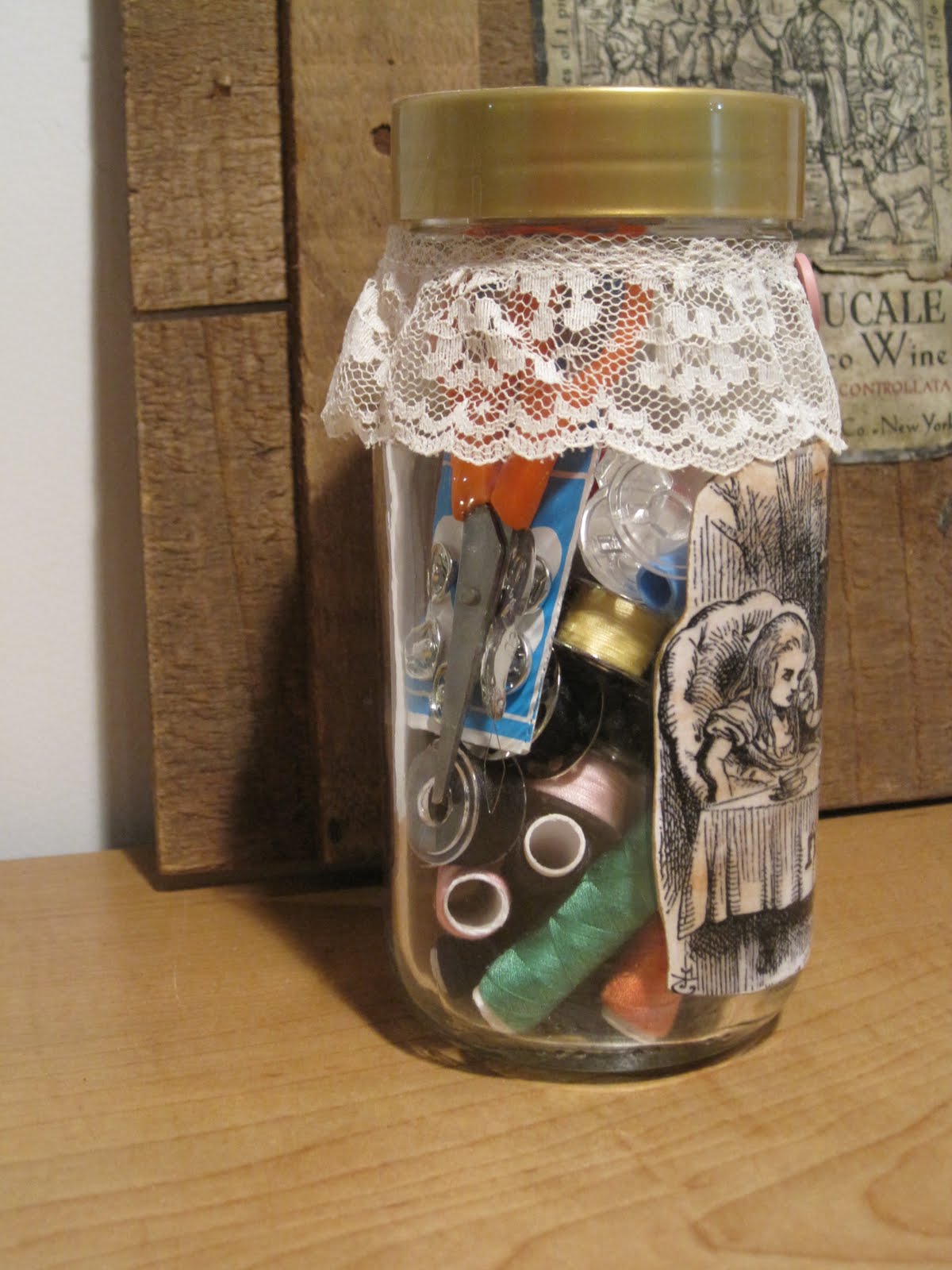 Alice in Wonderland Notions Jar - Okio B Designs