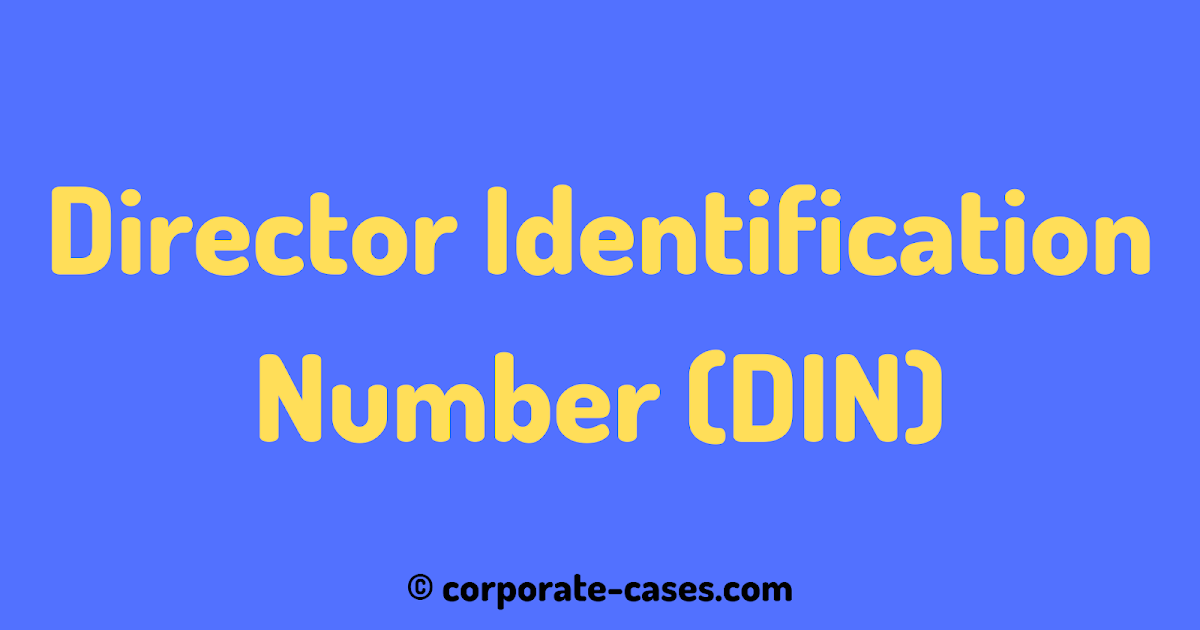 Director Identification Number (DIN) for Directors in India: Notes